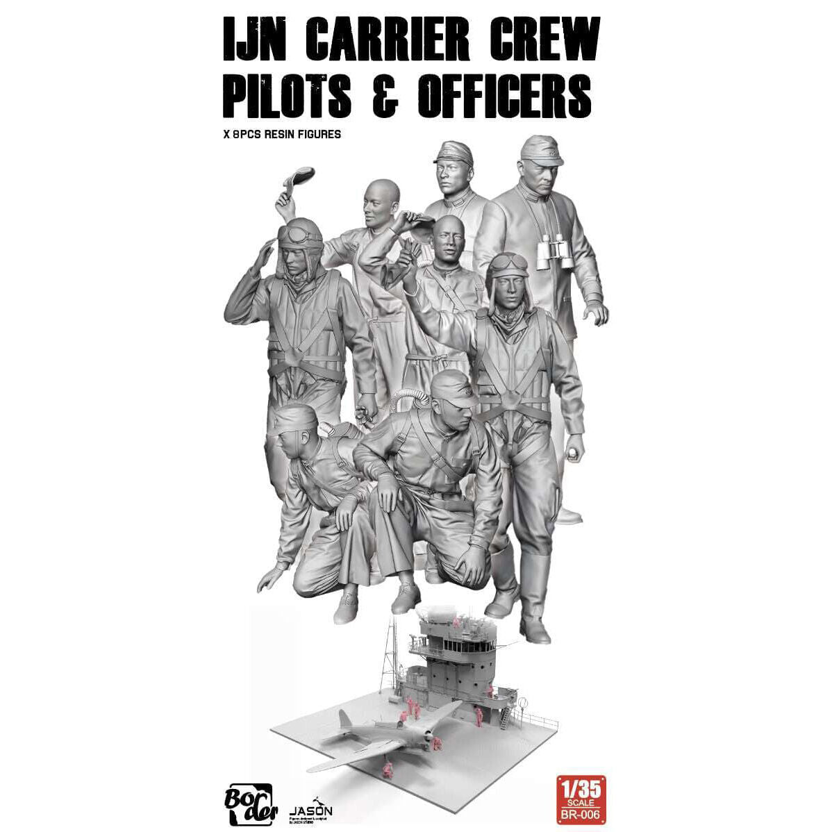 Border Model 1/35 IJN Carrier Crew Pilots & Officers Plastic Model Kit ...